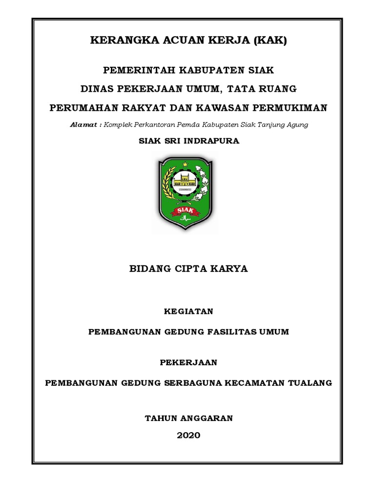 KAK Pembangunan Gedung Serbaguna Kecamatan Tualang | PDF