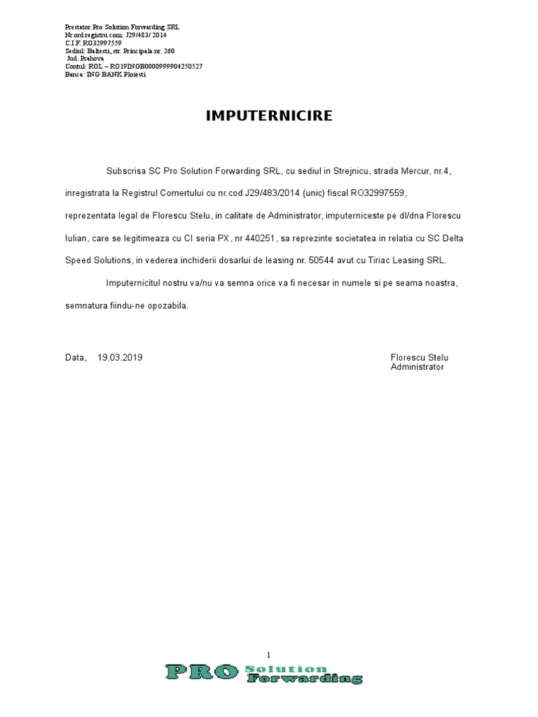 Model Imputernicire | PDF