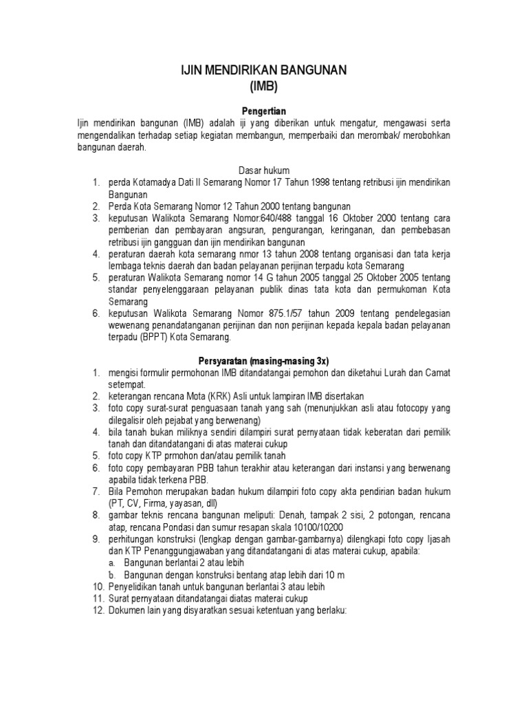 IMB Ijin Mendirikan Bangunan | PDF