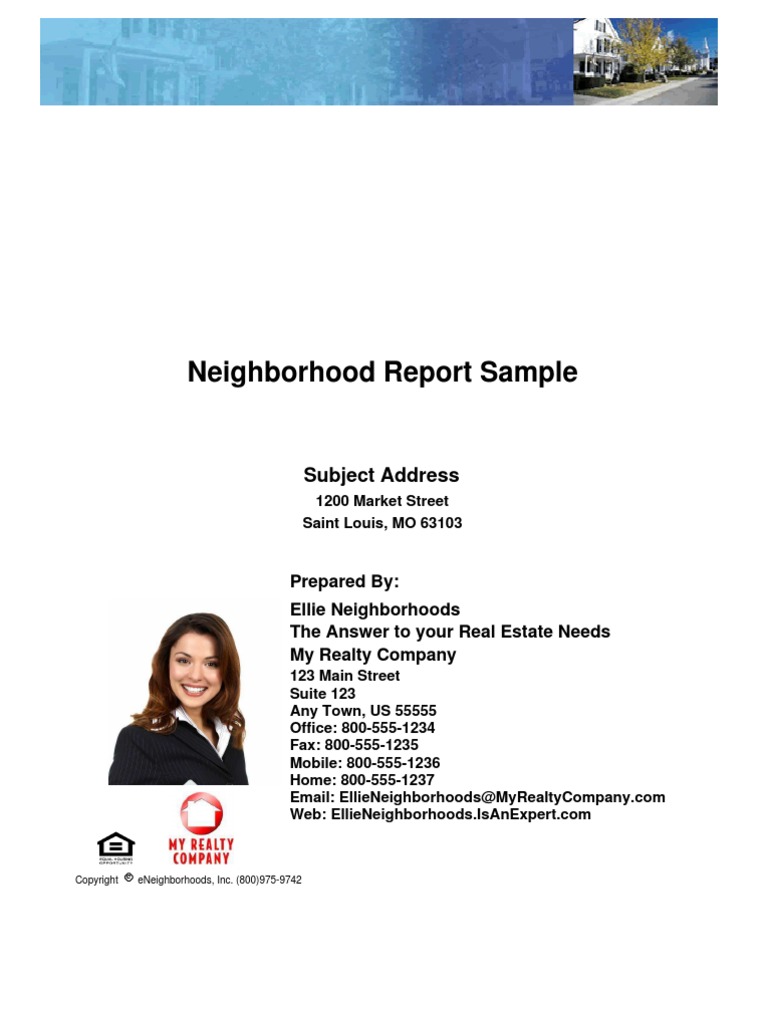 Sample Neighborhood Report | PDF | Real Estate Broker | Christian ...
