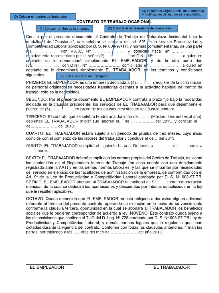 Contrato Ocasional | PDF | Derecho laboral | Instituciones sociales