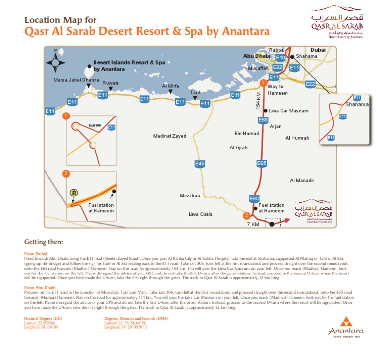 Qasr Al Sarab Desert Resort Location Map June2012 | PDF | United Arab ...