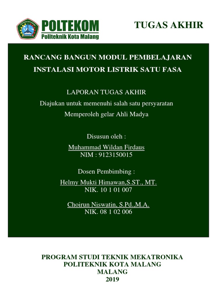 Rancang Bangun Modul Rangkaian Motor Listrik Satu Fase | PDF