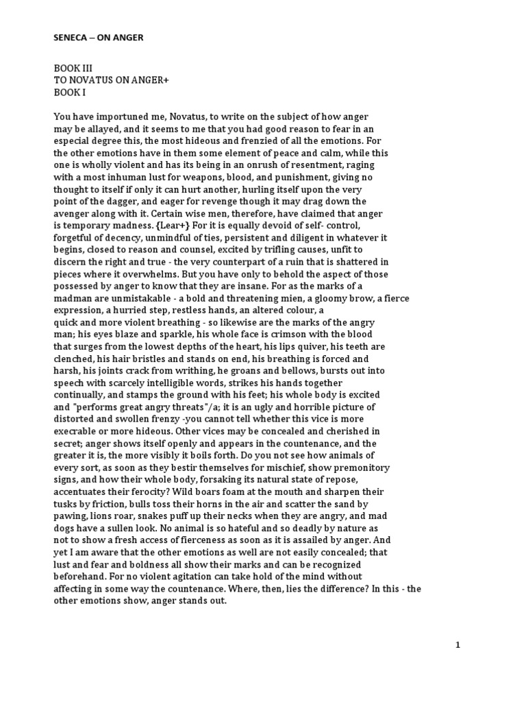 Seneca's Insights on Anger | PDF | Anger | Psychological Concepts