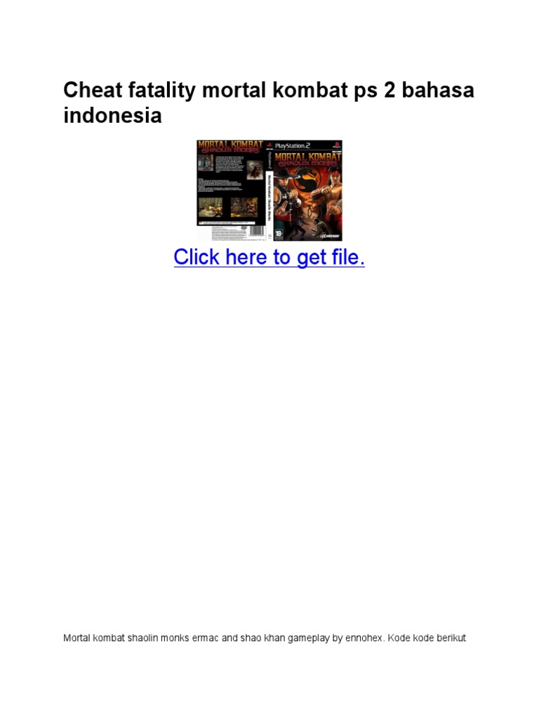 Cheat Fatality Mortal Kombat Ps 2 Bahasa Indonesia | PDF | Game ...