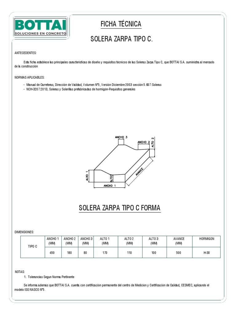 Ficha Solera Zarpa Tipo C | PDF