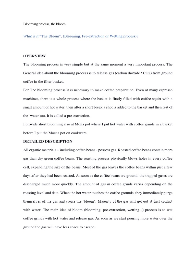 Blooming Process | PDF | Coffee | Brewing