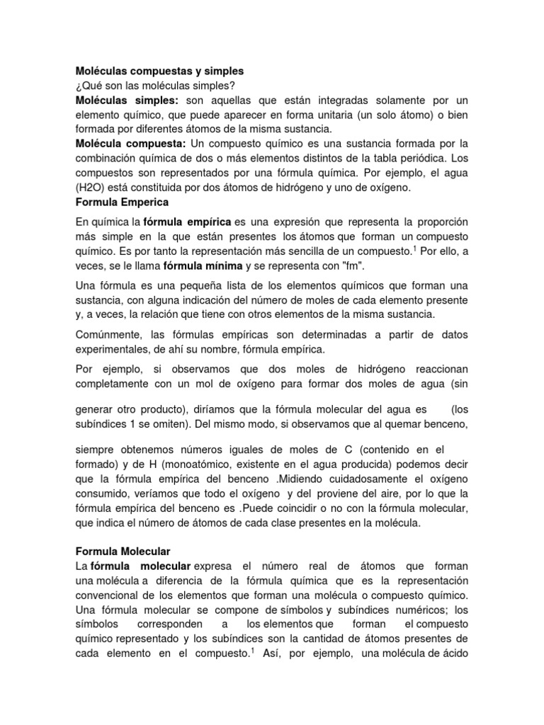 Moléculas Compuestas y Simples | PDF
