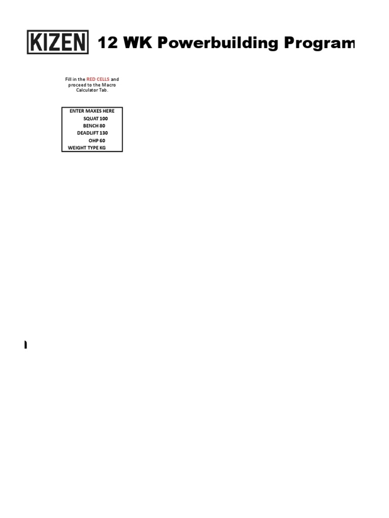 1G Kizen 12 Week Powerbuilding 2.0 | PDF