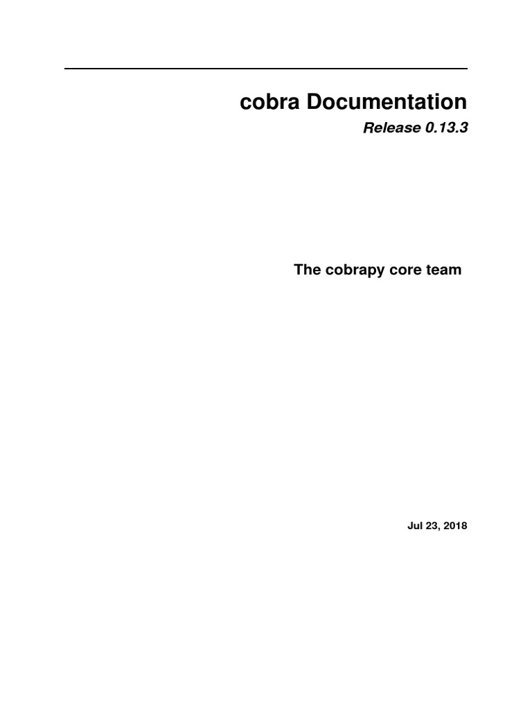 Cobrapy - Documentation PDF | PDF