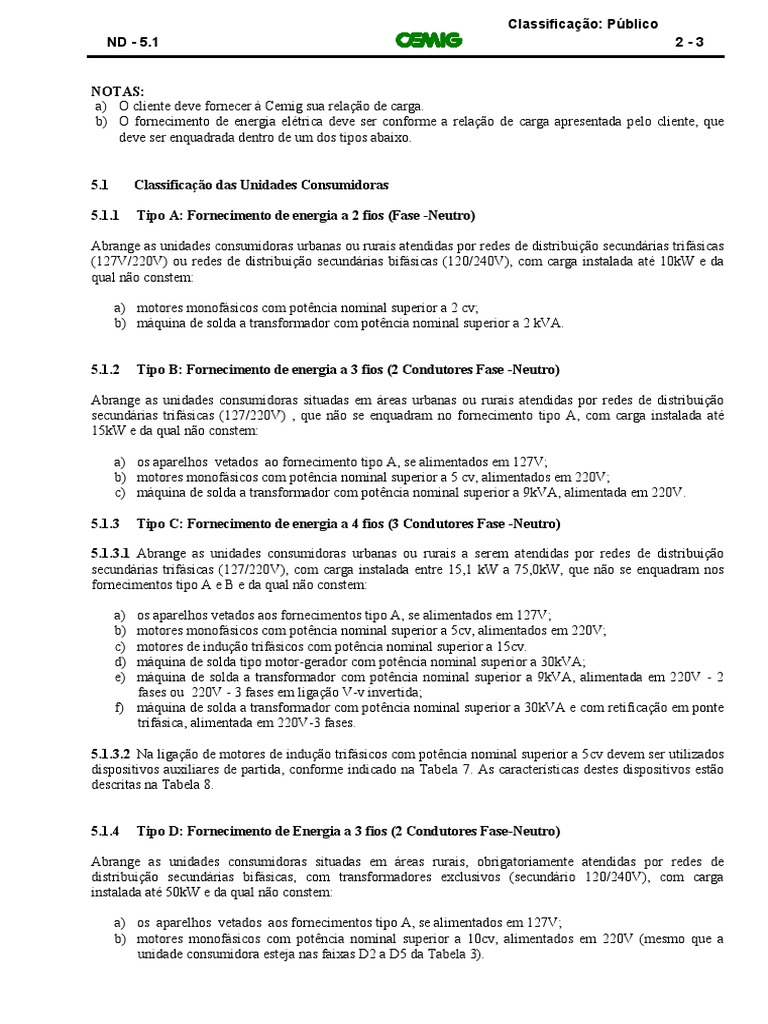 Norma Cemig ND 5.1 | PDF | Potência (Física) | Transformador