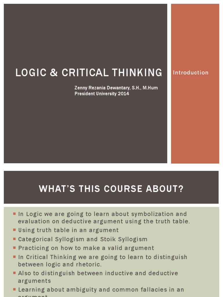 LOGIC & CRITICAL THINKING Slides | PDF | Argument | Reason