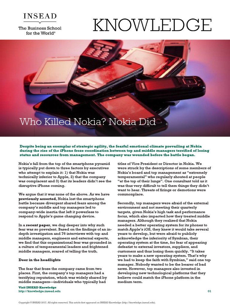 Insead Knowledge Who Killed Nokia | PDF | Nokia | Videotelephony
