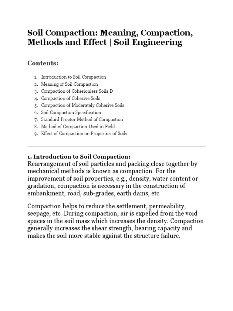 3.1) Soil Compaction - Methods, Tests and Effect | PDF | Soil | Soil ...