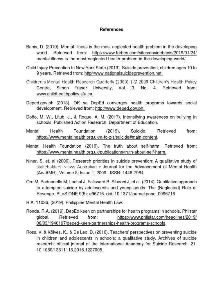 REFERENCES - Strenghtening Mental Health Awareness - A Continuous ...