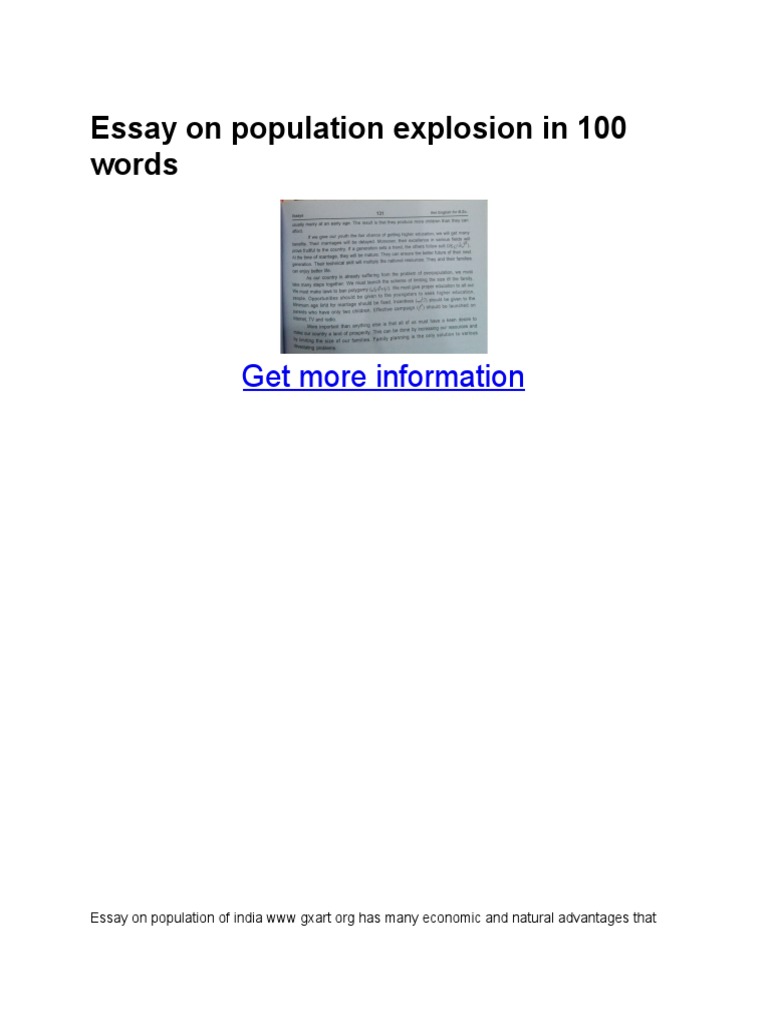 Essay On Population Explosion in 100 Words | PDF | Human Overpopulation | Essays
