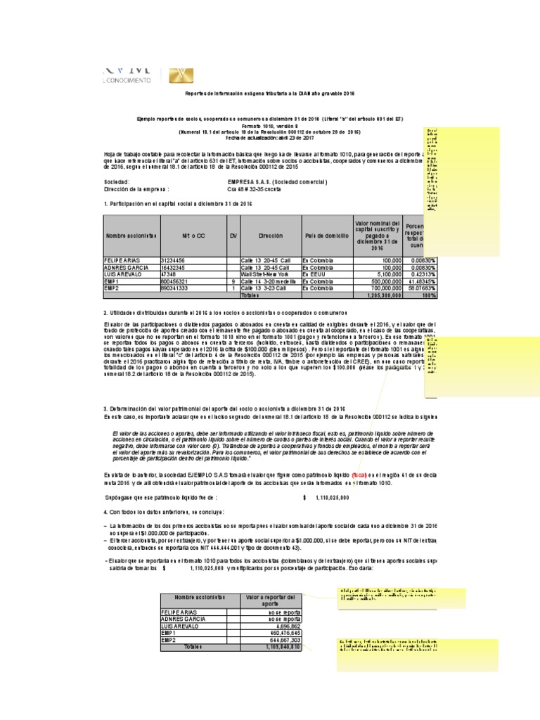 Formato 1010 Exógena 2024: Guía y Ejemplo | PDF | Business