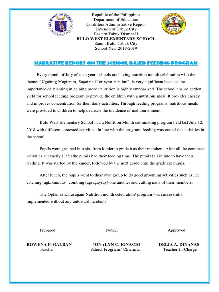 Narrative On Feeding Program | PDF