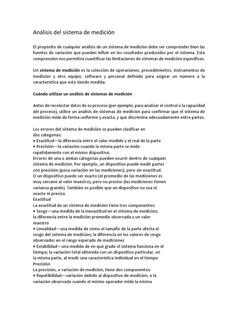 Teoría MSA | PDF | Exactitud y precisión | Medición
