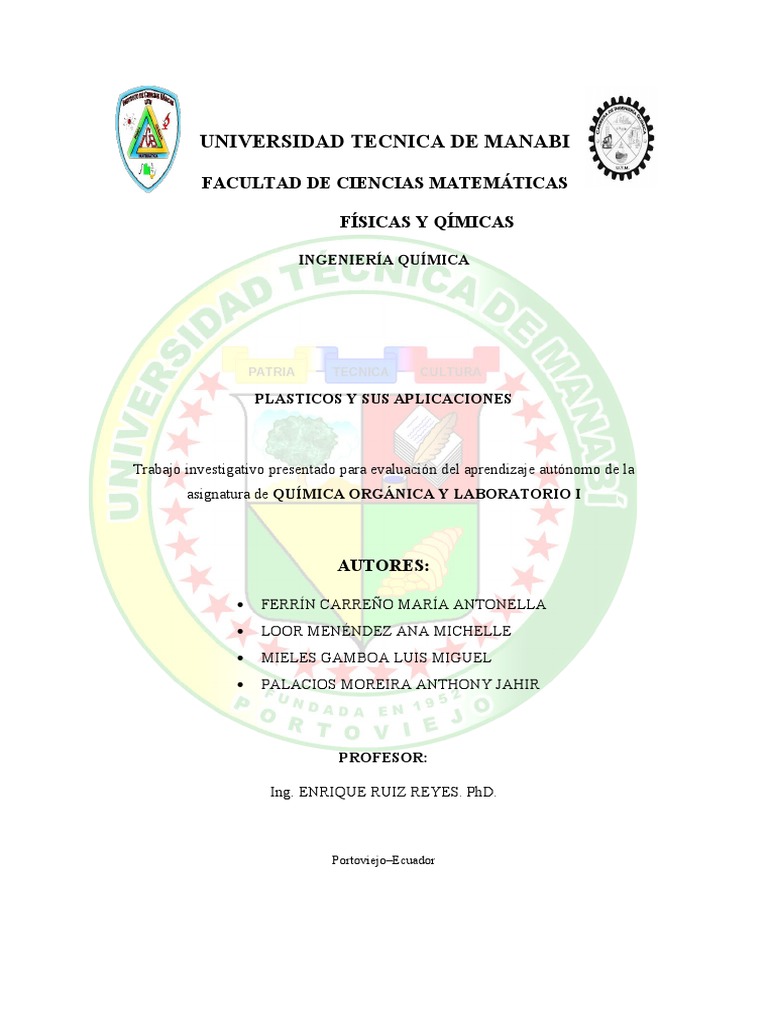 Proyecto Uso de Plasticos | PDF | Polímeros | El plastico