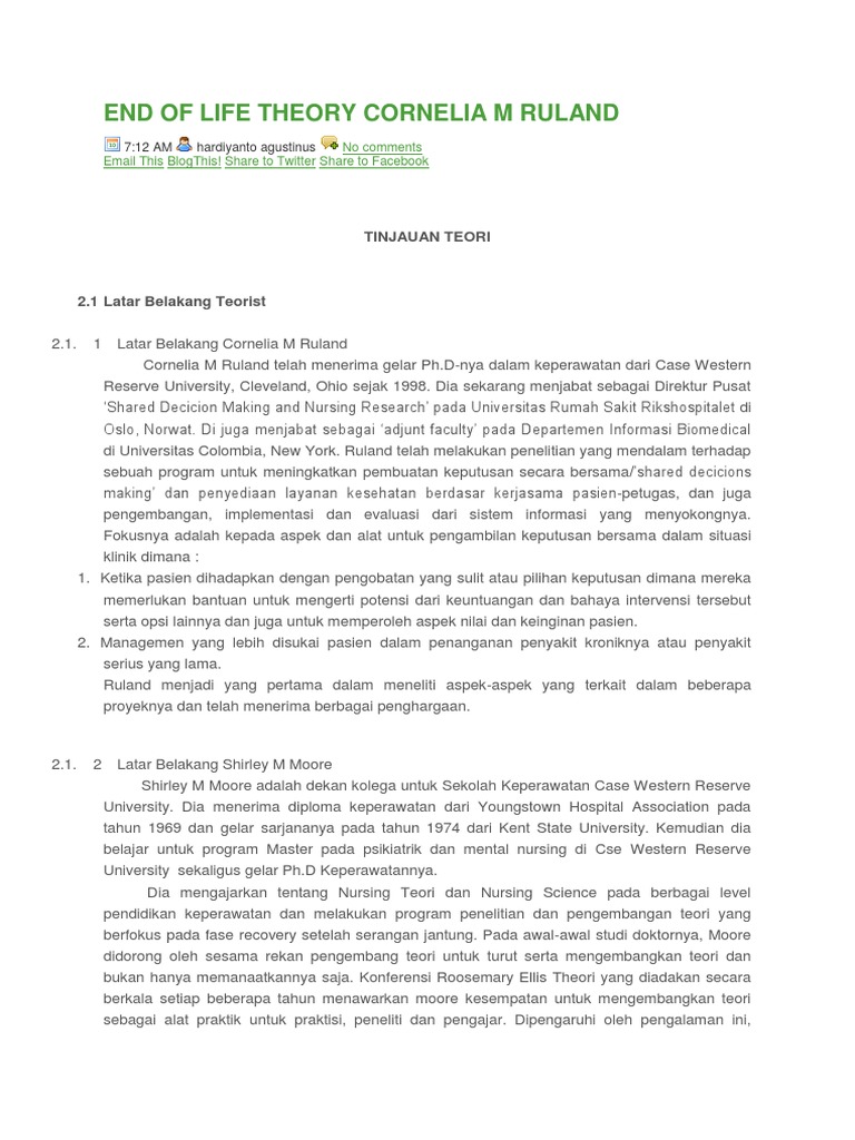 End of Life Theory Cornelia M Ruland | PDF