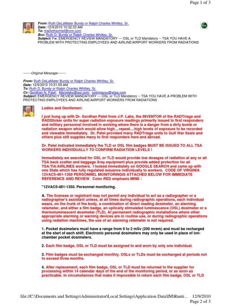 at 1031 AM Emergency Review Mandatory OSL or TLD Film Badges Mandatory ...