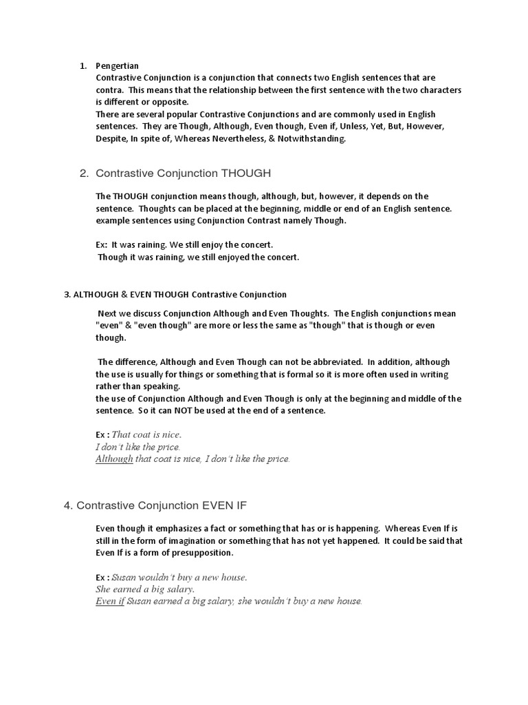 Showing Contrast | PDF | Preposition And Postposition | Word