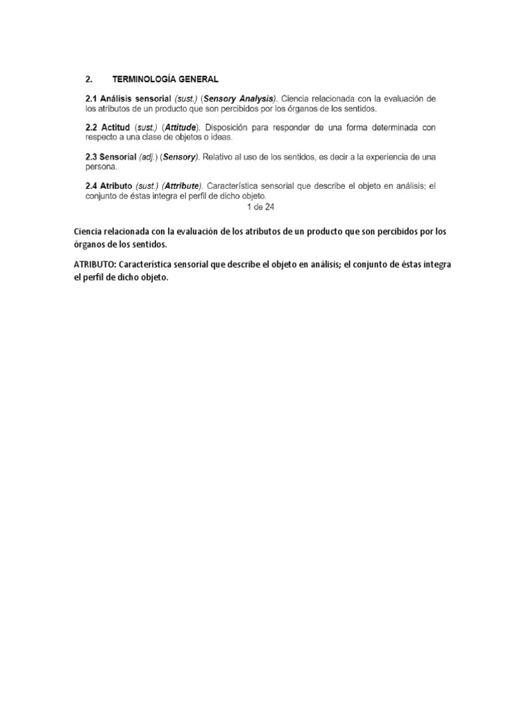 NTC 3501 Vocabulario Sensorial | PDF