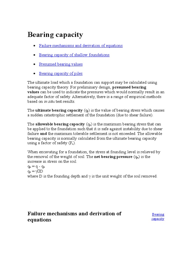 Bearing Capacity | PDF | Solid Mechanics | Mechanical Engineering