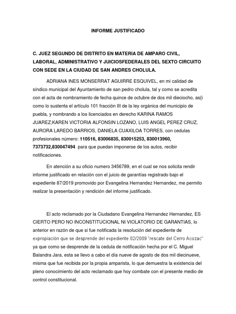 Informe Justificado | PDF | Dominio eminente | Interés público