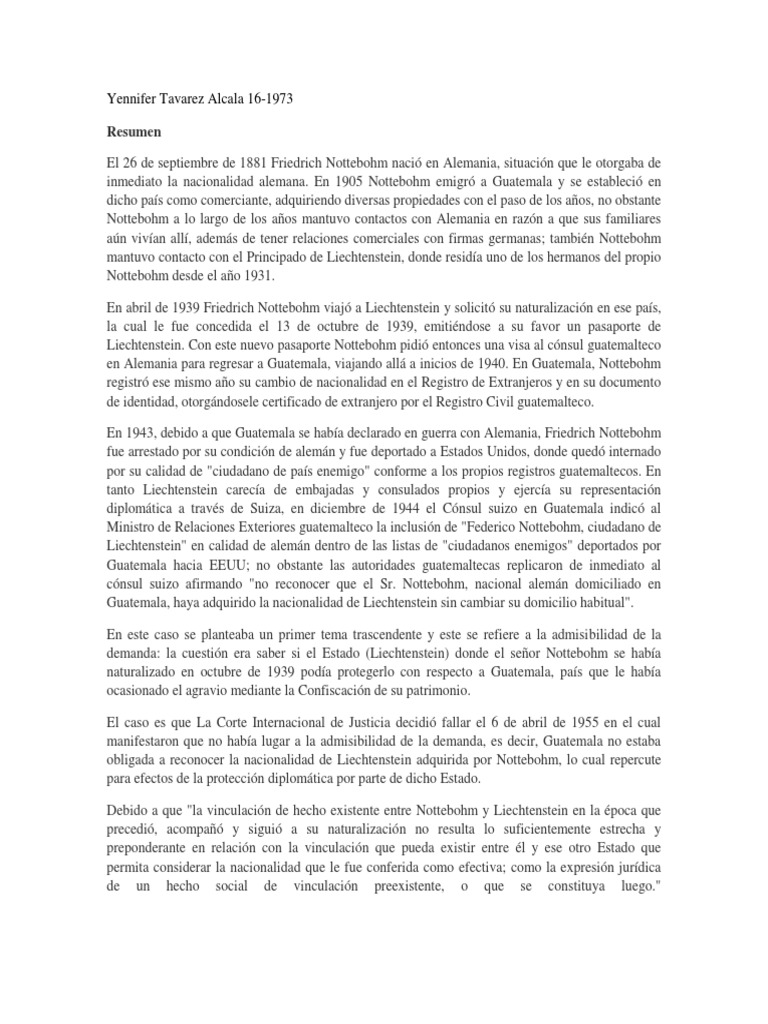 Caso Nottebohm | PDF | Nacionalidad | Guatemala