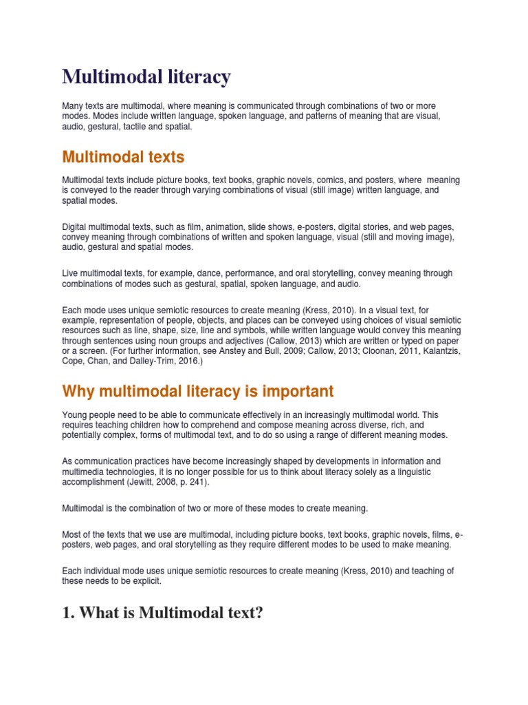 Multimodal Literacy | PDF | Psychological Concepts | Semiotics