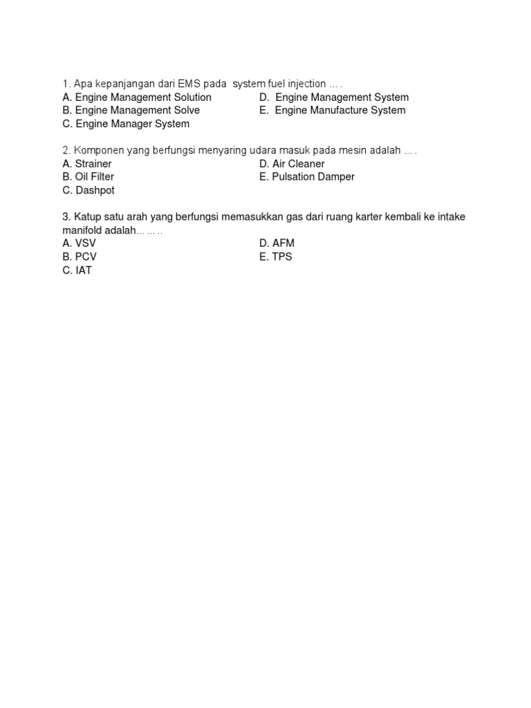 Latihan Soal TKR | PDF