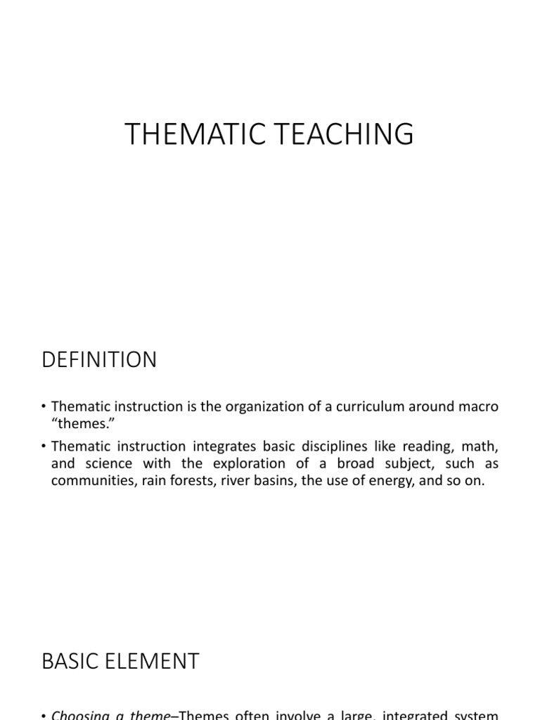 Thematic Instruction in Education | PDF