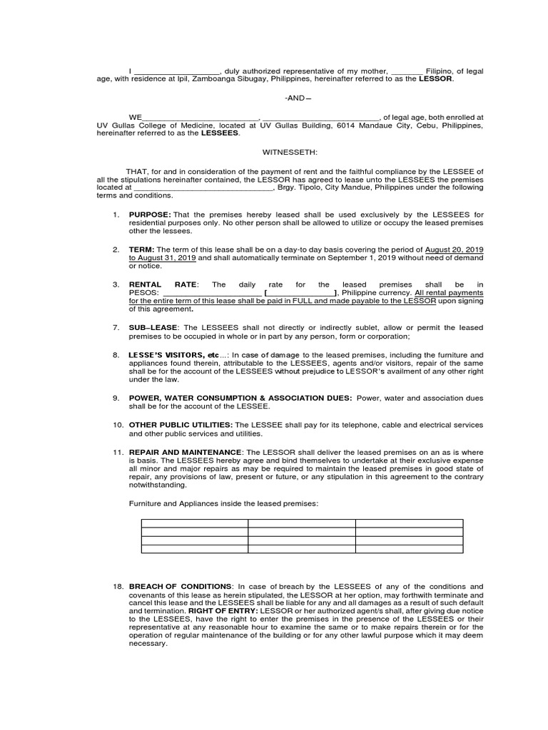 Temporary Rental Contract | PDF | Lease | Government Information