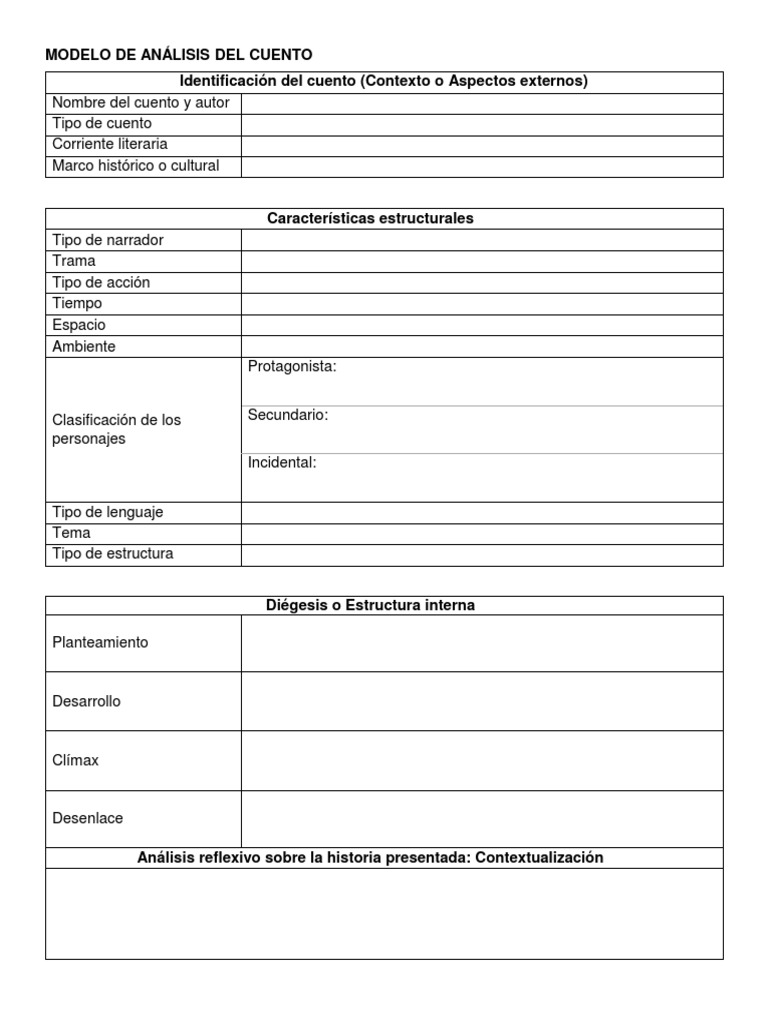 Modelo de Análisis Del Cuento | PDF