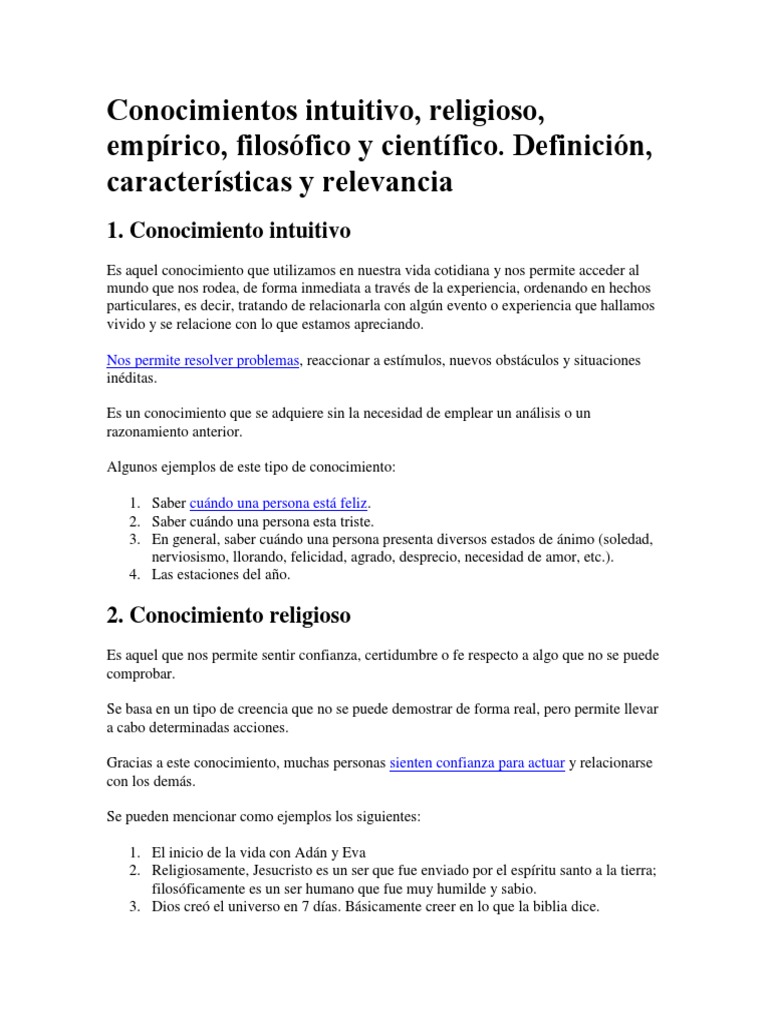 Conocimientos Intuitivo | PDF | Conocimiento | Teorías filosóficas