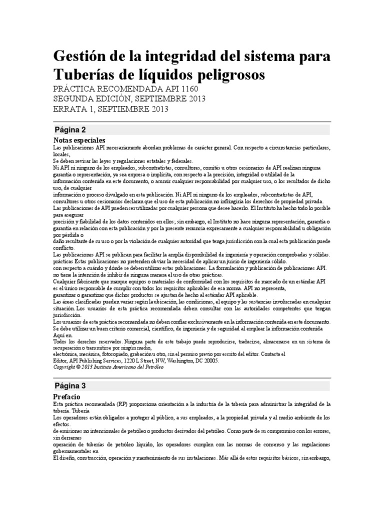 API 1160 Traducida | PDF | Información | Diseño