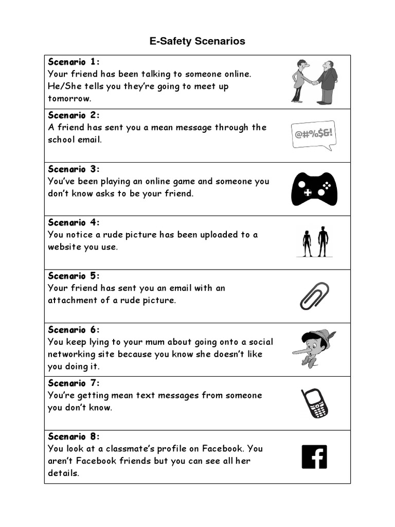 E-Safety Scenario Cards | PDF