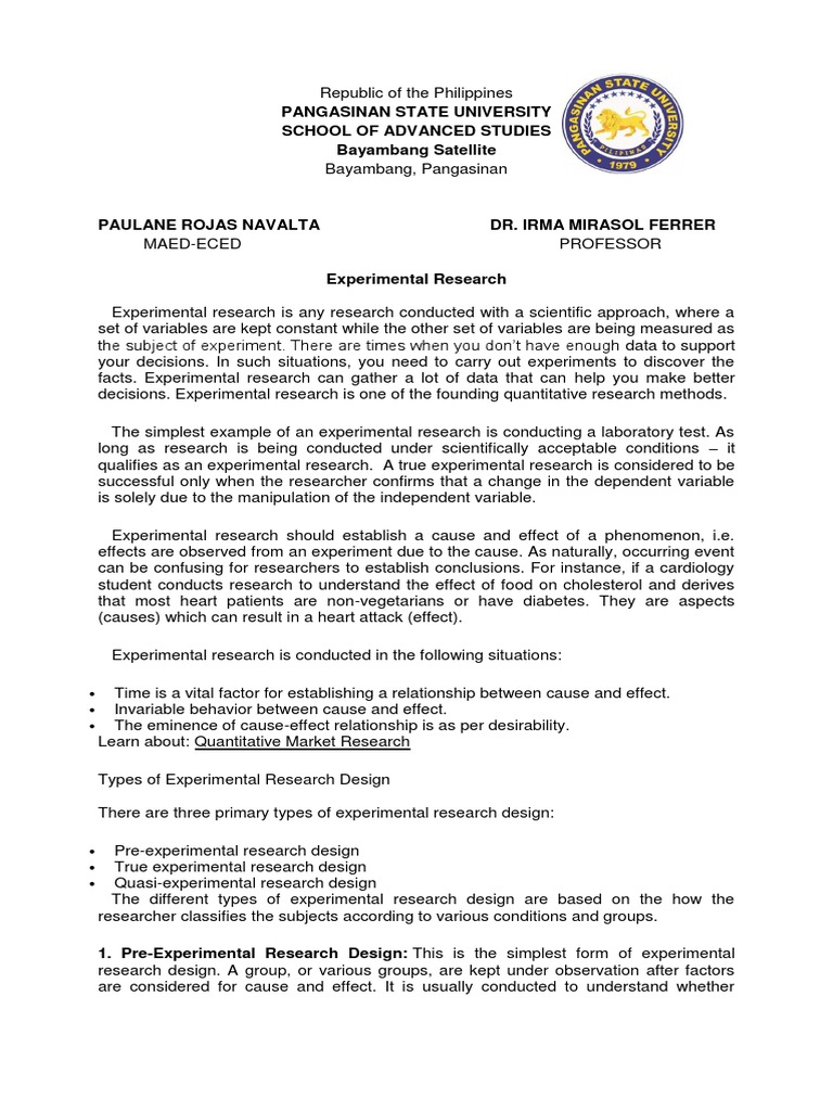 Experimental Research | PDF | Experiment | Research Design