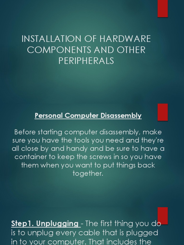 Installation of Hardware Components and Other Peripherals | PDF