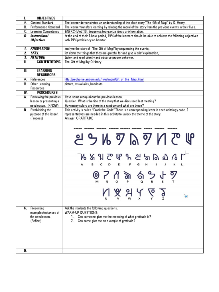 Gift of the Magi Lesson Plan | PDF | Lesson Plan | Learning