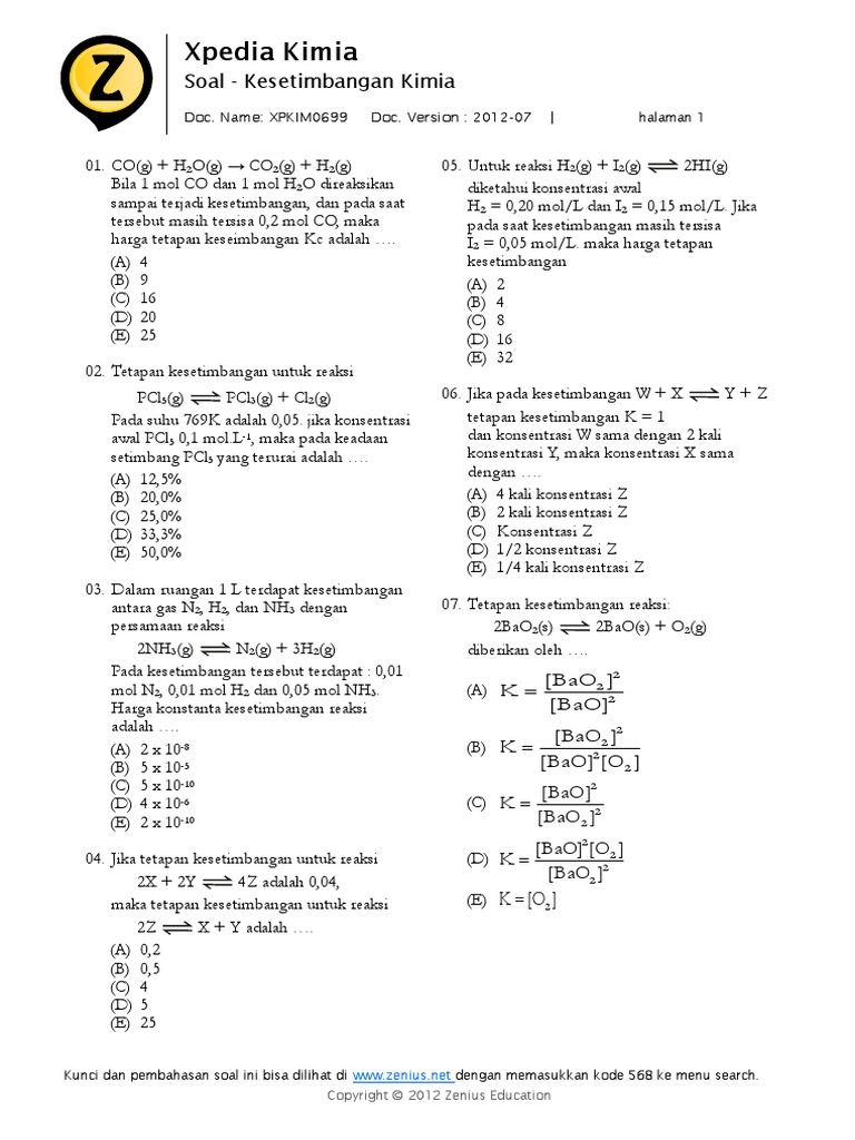 Soal - Kesetimbangan Kimia | PDF