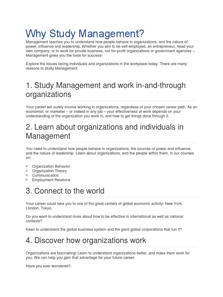 Why Study Management (1) 3 | PDF | Entrepreneurship | Economics