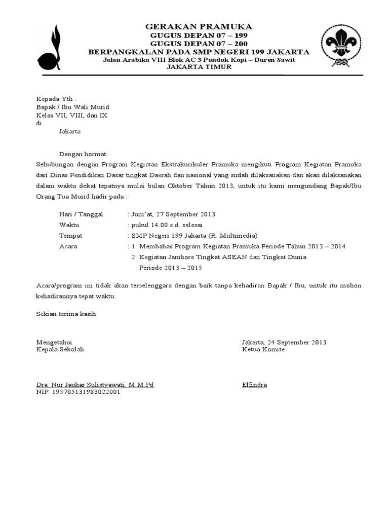 Surat Undangan Pramuka | PDF