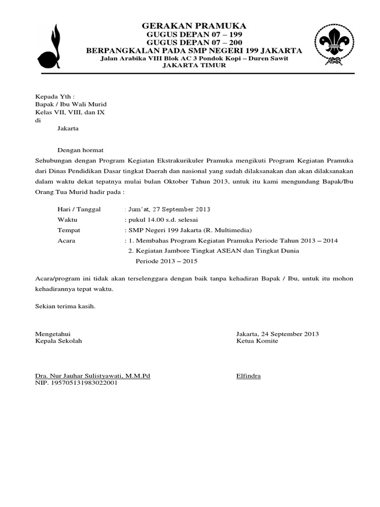 Surat Undangan Pramuka | PDF