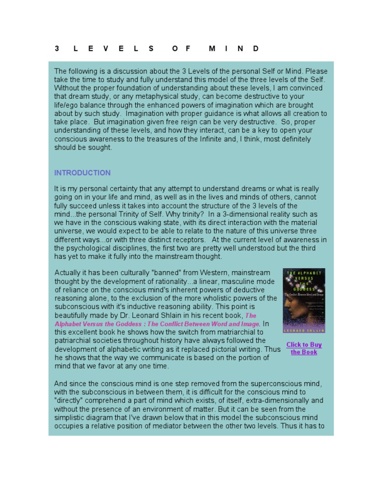3 Levels of Mind | PDF | Mind | Thought