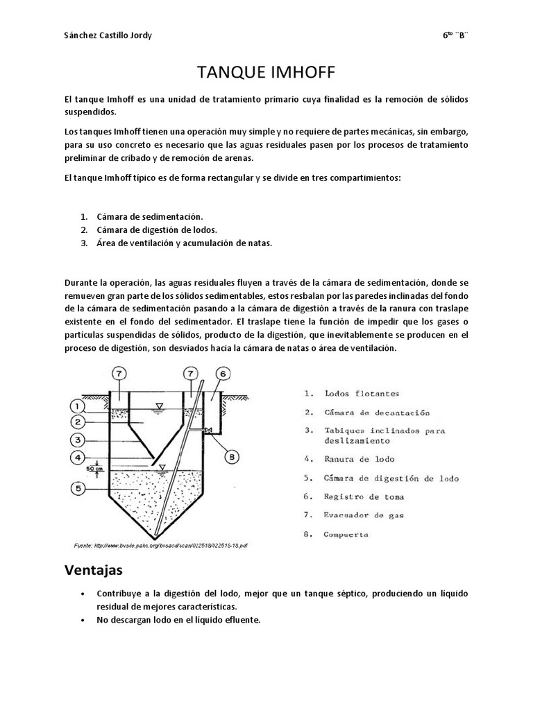 Tanque Imhoff | PDF | Aguas residuales | Tecnología Ambiental