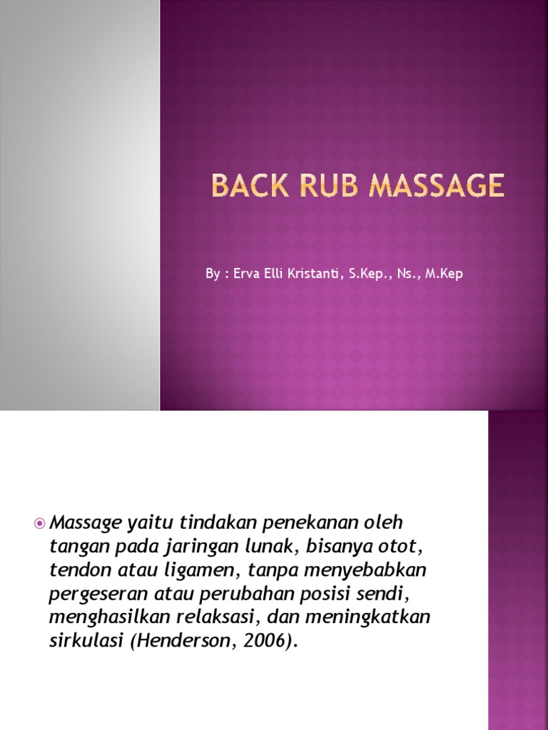 BACK RUB MASSAGE Tingkat 1-1 | PDF | Pengembangan Diri | Kesehatan Holistik