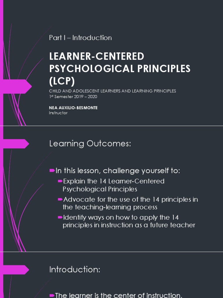 Prof Ed 1 Lecture 1 Learner Centered Principles | PDF | Metacognition ...